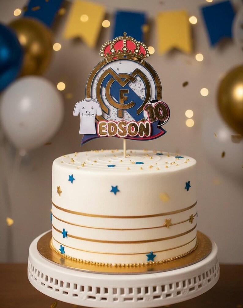 Football Soccer Cake Topper / Real Madrid Themed Party / Cake Topper ...
