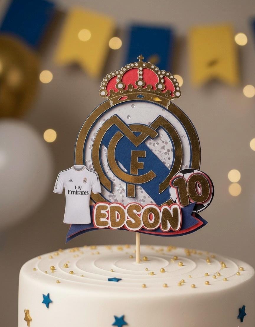 Football Soccer Cake Topper / Real Madrid Themed Party / Cake Topper ...