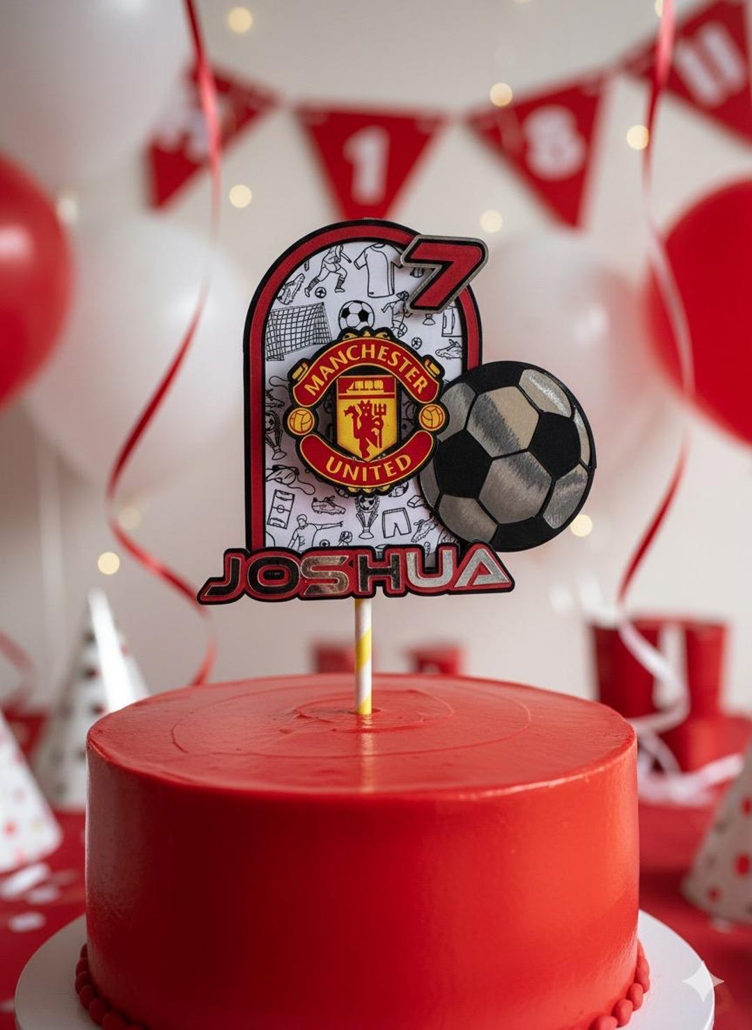 Manchester United Themed Cake Topper / Football Soccer Party - Etsy