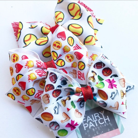 Softball Hair Bows Hair Bows for Girls Softball Gift Girls - Etsy