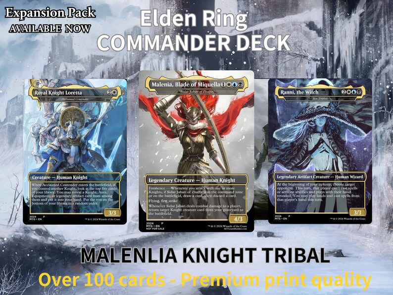 Elden Ring Commander Malenia Knights Deck Custom MTG Card Premium Proxy Card Complete EDH Deck ...