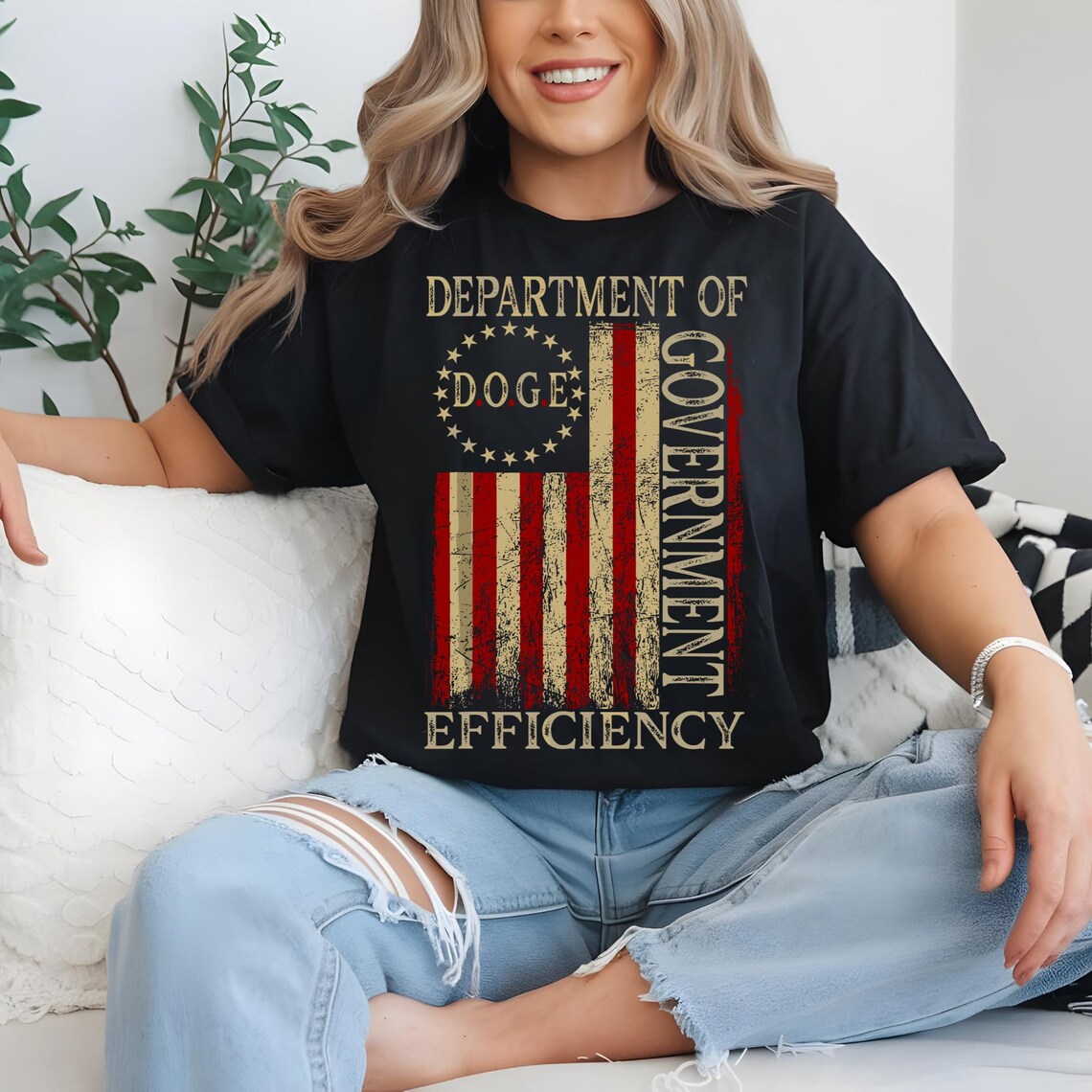 Funny DOGE T-shirt Design PNG | Vintage Distressed American Flag ...