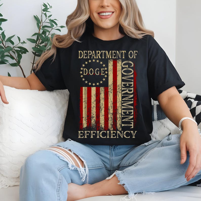 Funny DOGE T-shirt Design PNG | Vintage Distressed American Flag ...