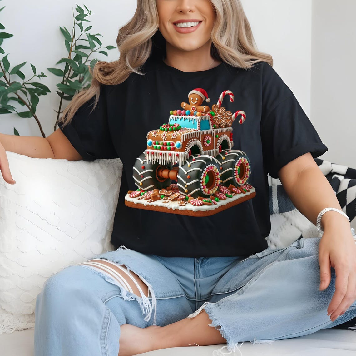Gingerbread Man Monster Truck Christmas Cookie Design Festive Holiday ...