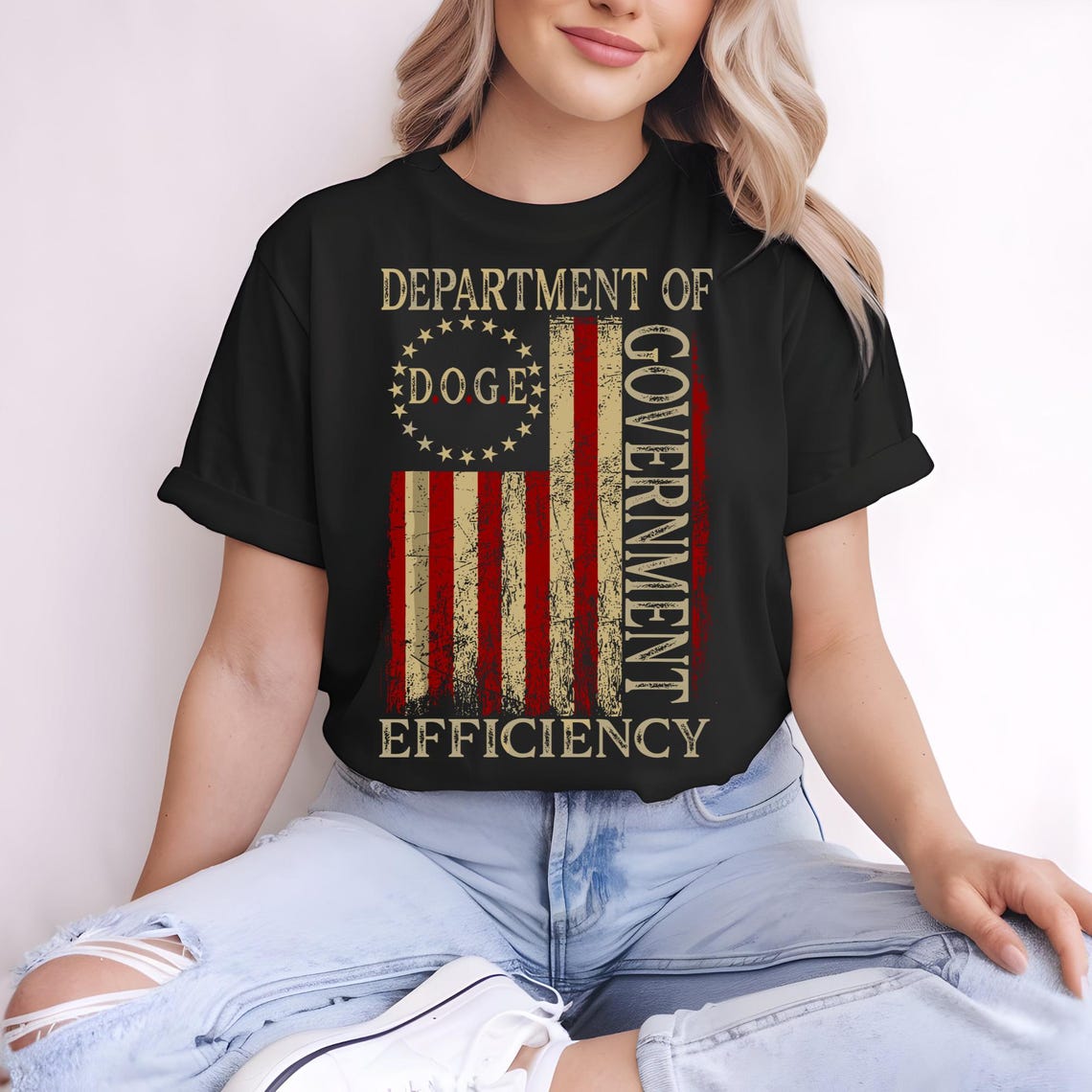 Funny DOGE T-shirt Design PNG | Vintage Distressed American Flag ...
