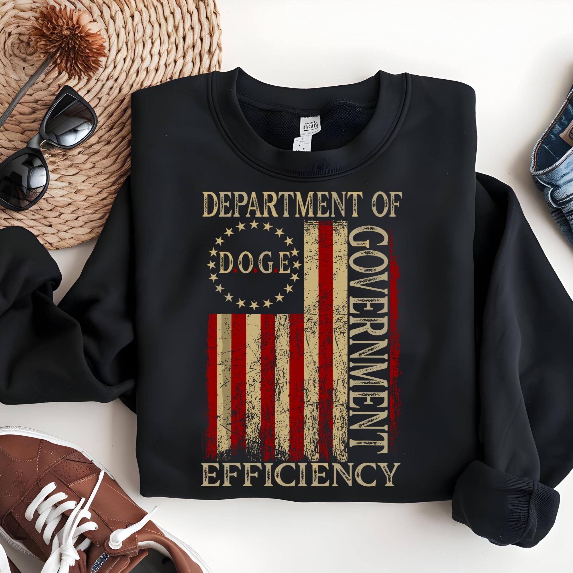 Funny DOGE T-shirt Design PNG | Vintage Distressed American Flag ...