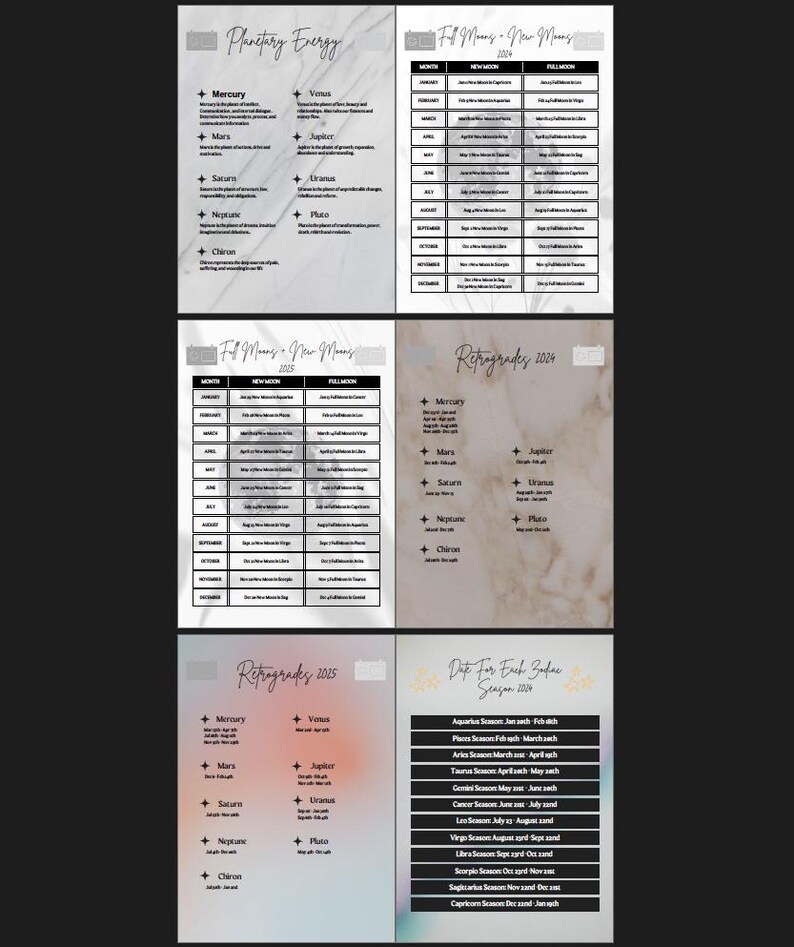 Moon Astrology Calendar 2024-2025 - Etsy