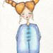 Watercolor Girl With Pigtails Painting Girl Wall Art. Girl Illustration ...