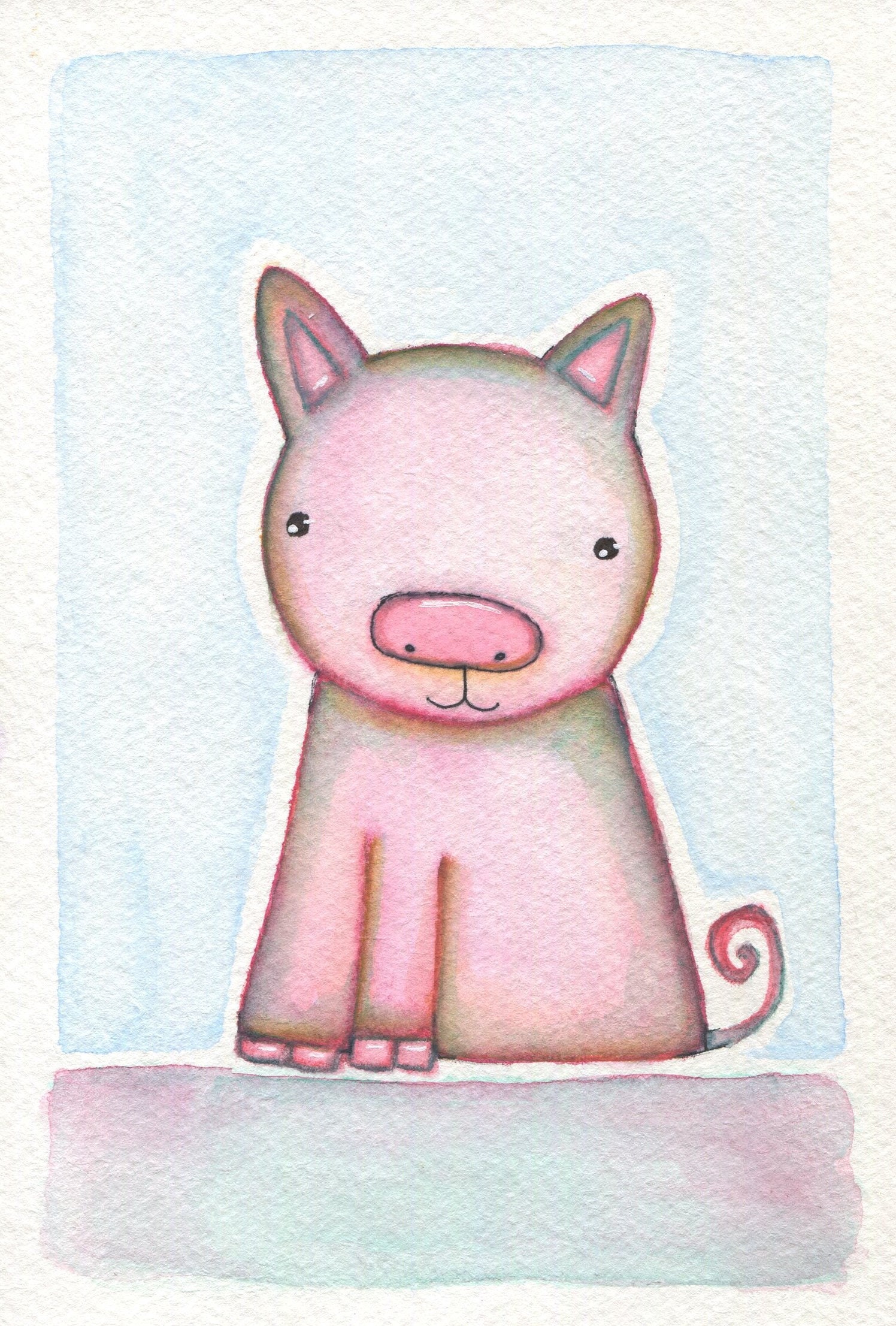 Watercolor Pig Painting Pig Wall Art Nursery Wall Art Kids Room Decor ...