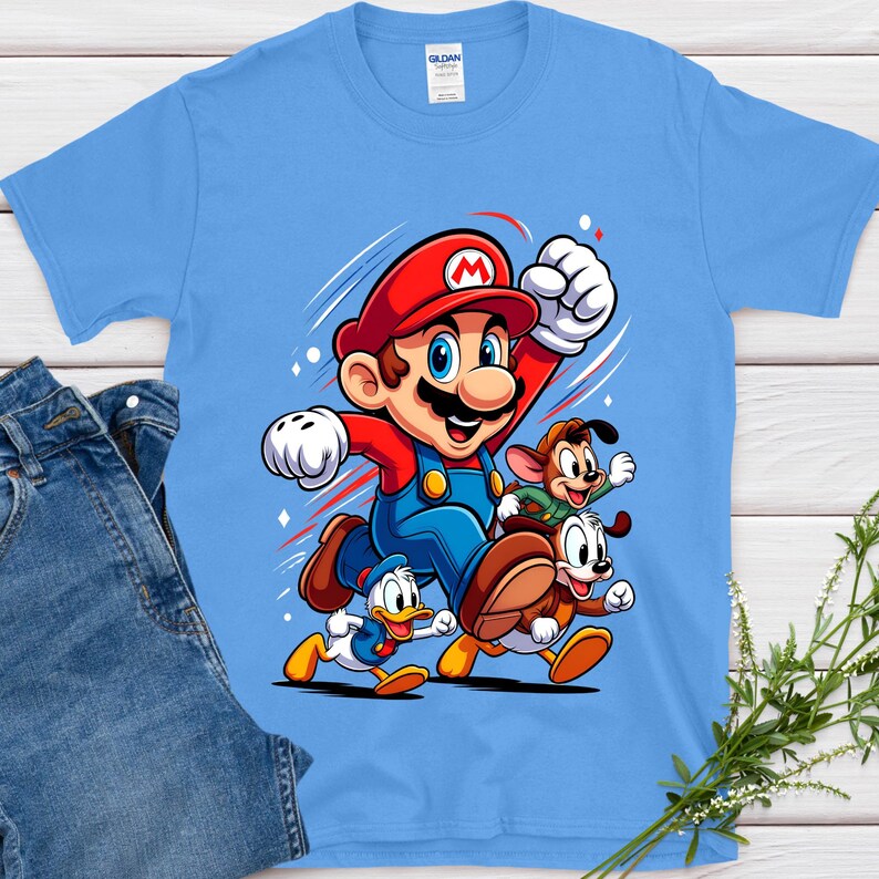 Super Mario Dtf Transfer, Mario Running Action, Mickey Mouse, Donald ...
