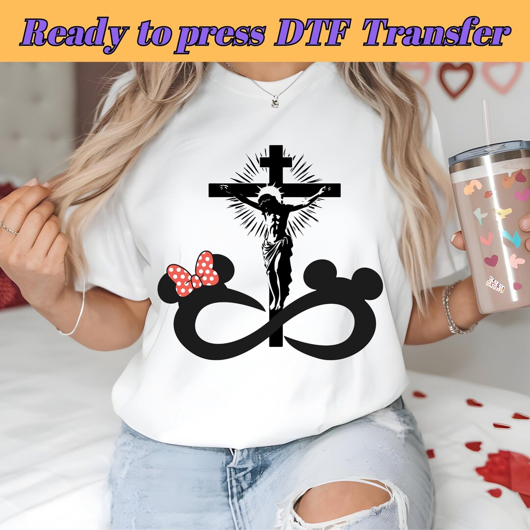 Infinity Jesus Cross DTF, Infinity Sign Cross, Mickey and Minnie ...
