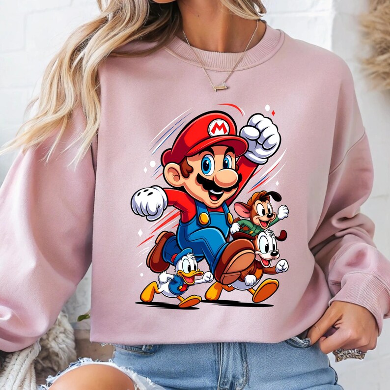 Super Mario Dtf Transfer, Mario Running Action, Mickey Mouse, Donald ...