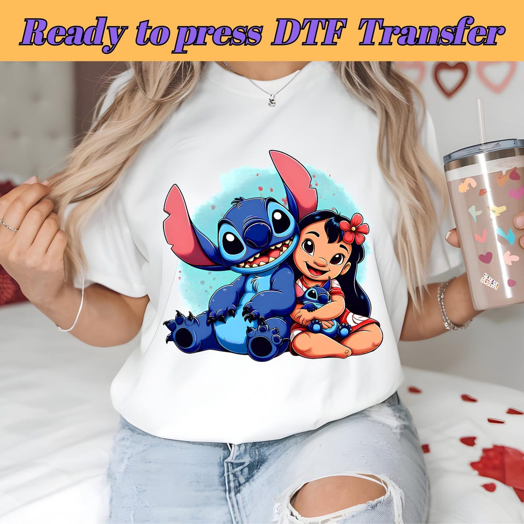 Stitch and Lilo DTF, Baby Stitch & Kids Lilo, Cute Stitch, Stitch T-shirt DTF Design, Disney ...