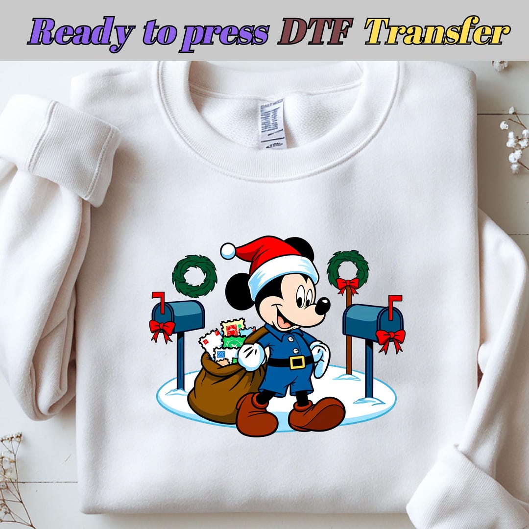 Mickey Mouse Christmas Mail DTF Transfer, Holiday Mail Carrier DTF ...