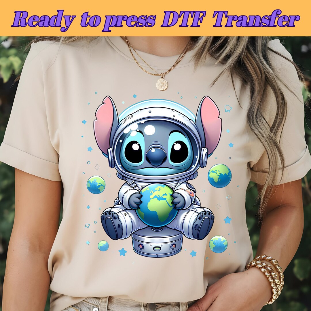 DTF Astronaut Stitch, Cute Stitch, Stitch Space, Stitch DTF T-shirt ...