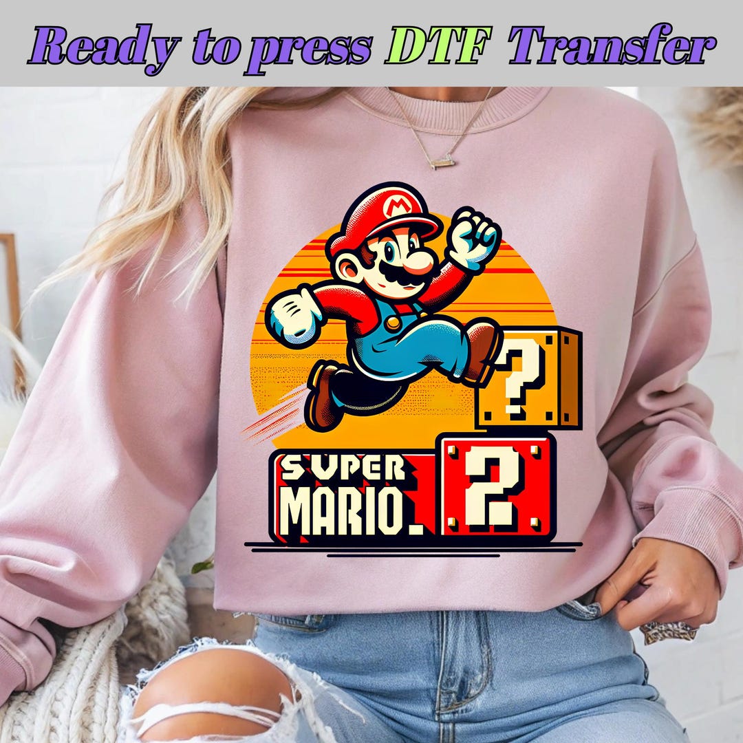 Retro Super Mario DTF, Vintage Gamer DTF, 90s Video Game Transfer ...