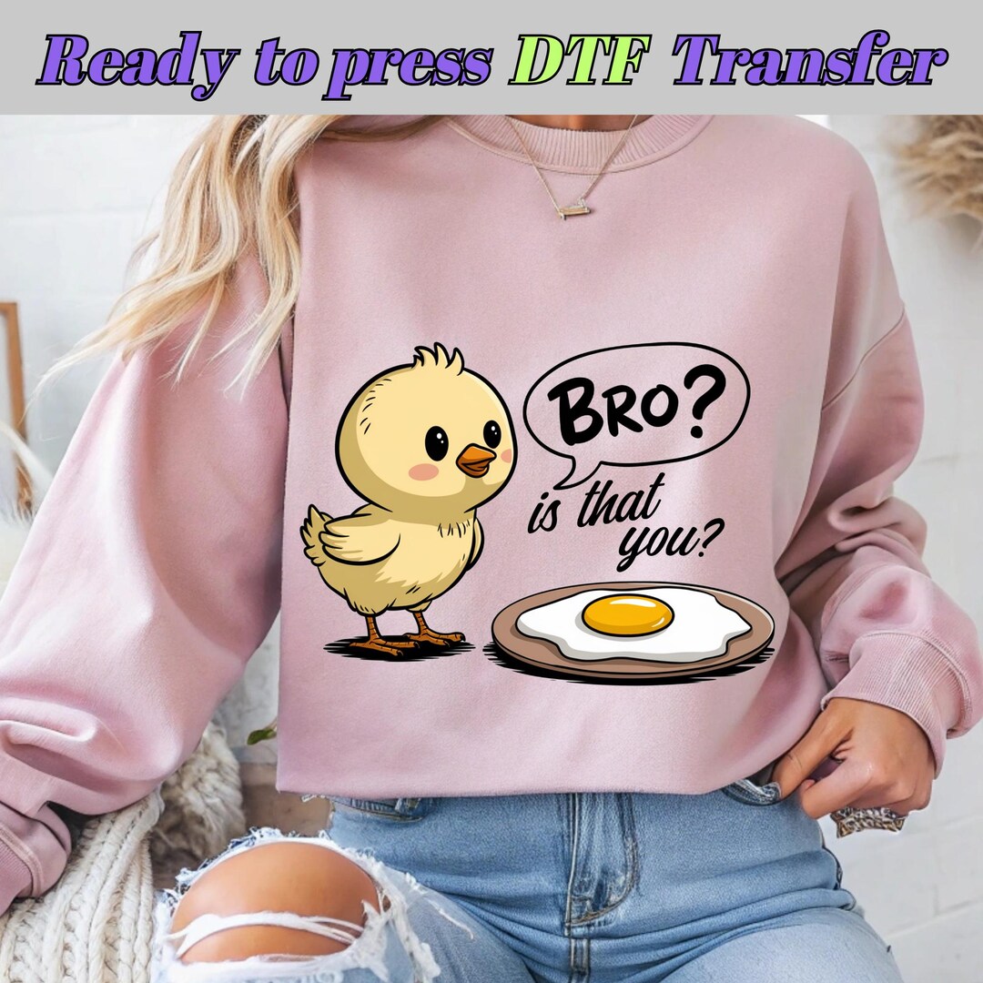 Funny Chicken DTF Transfer, Bro Meme Design DTF, Cute Chick and Egg ...