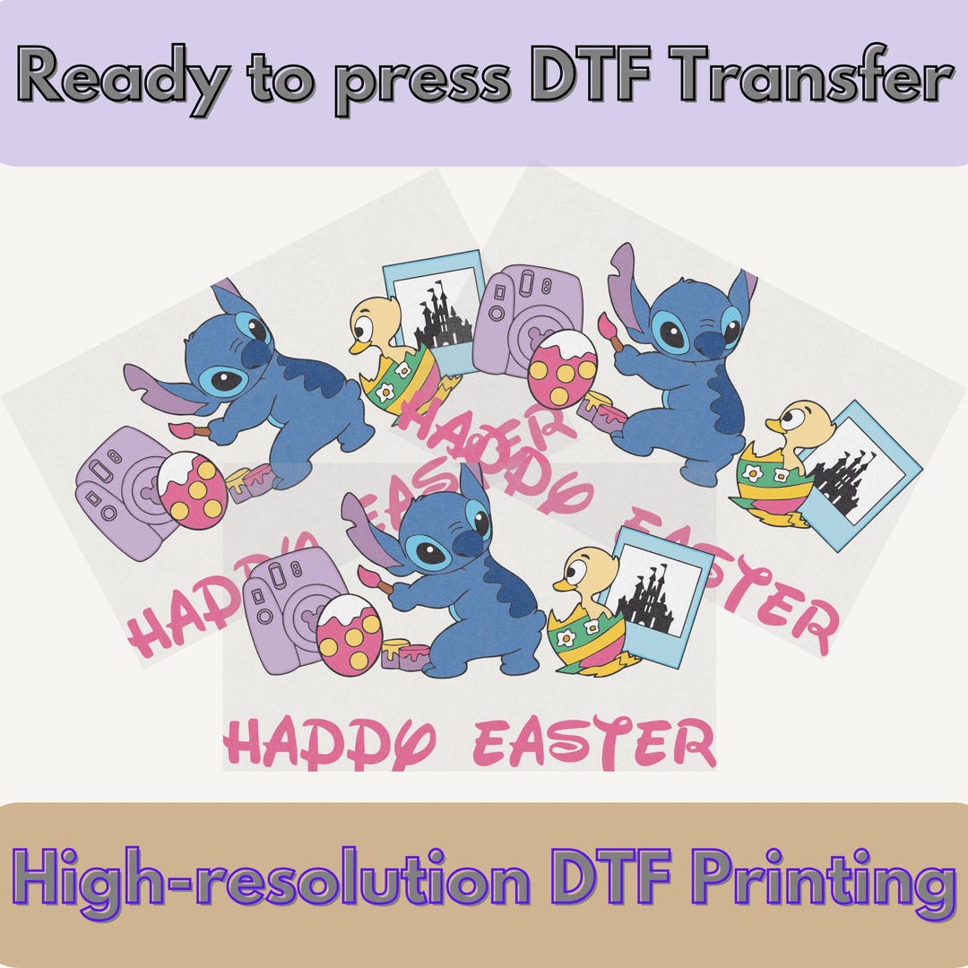 Happy Easter Stitch Dtf, Cute Stitch Dtf, Easter Day Dtf, Colorful ...