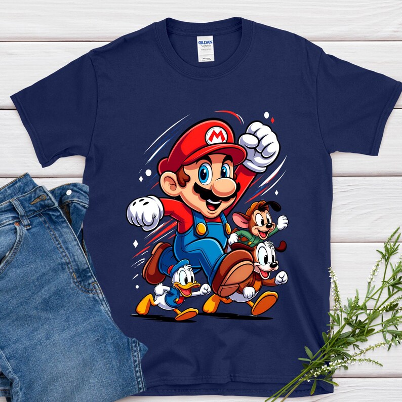 Super Mario Dtf Transfer, Mario Running Action, Mickey Mouse, Donald ...