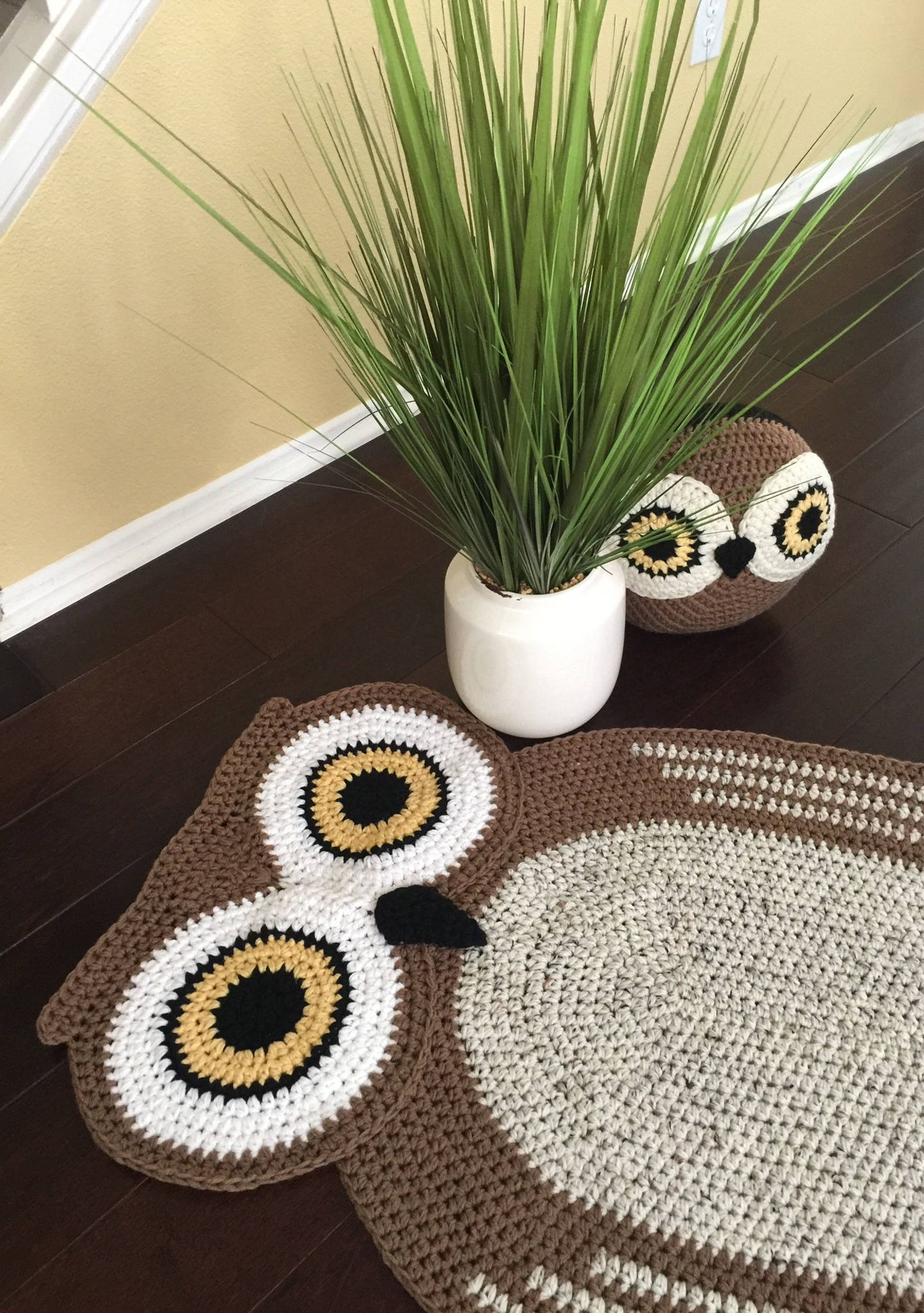Crochet Oval Owl Rugowl Rughand Made Rug Oval Rugkids Rug - Etsy