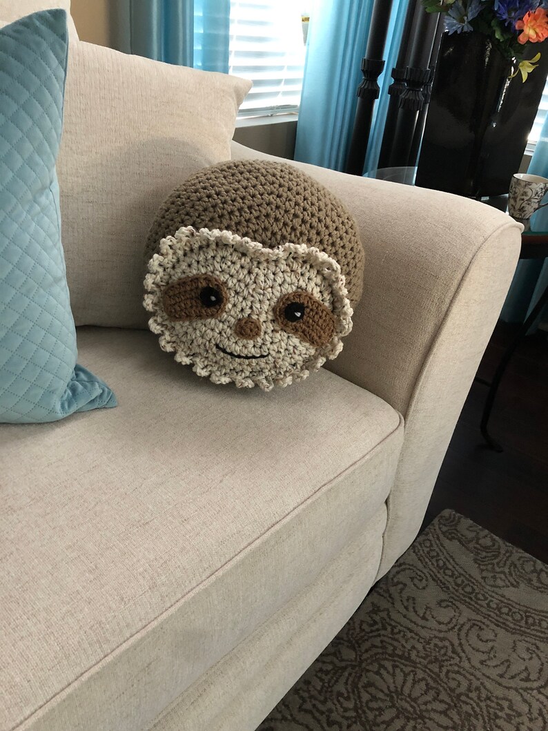 Sloth Crochet Pillow Handmade Sloth Pillow Sloth Gift - Etsy New Zealand