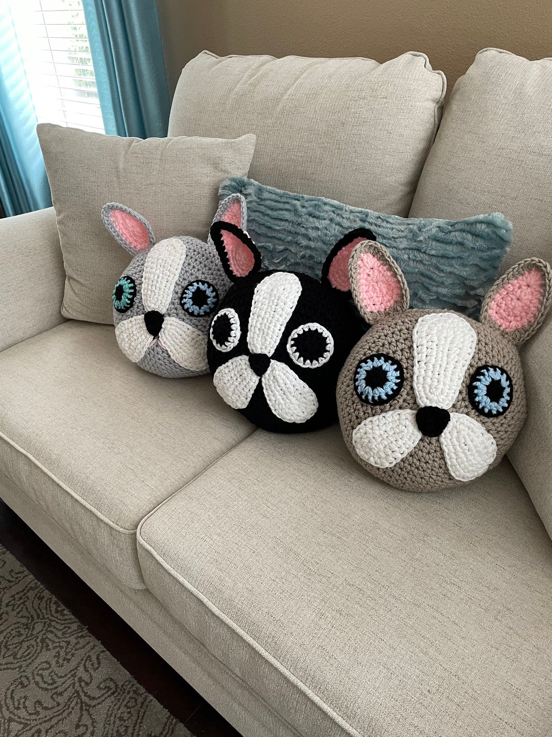 Crochet Buldog Pillow handmade Bulldog Pillowfrench Bulldog | Etsy