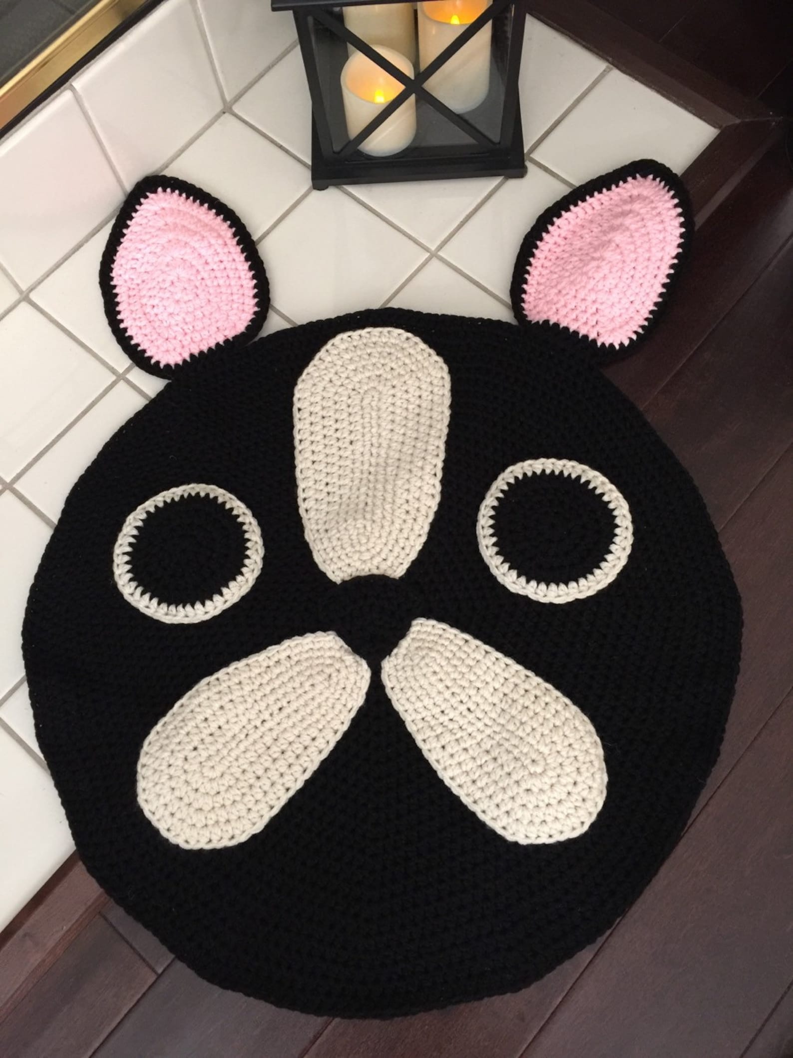French Bulldog/boston Terrier Rug Handmade Crochet Rug - Etsy