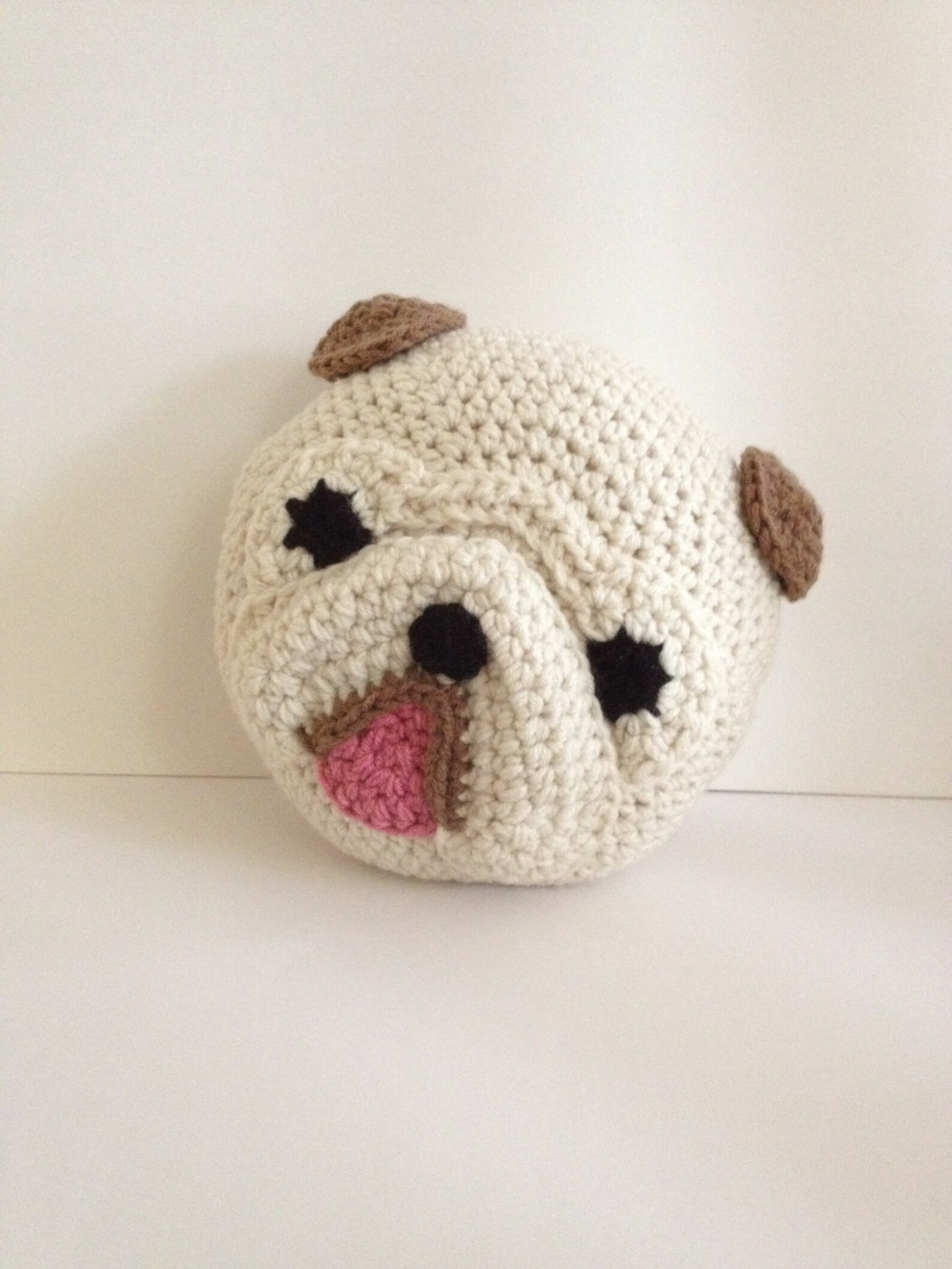 Crochet English Bulldog, Lovely Bulldog Throw Pillow, Handmade Bulldog ...