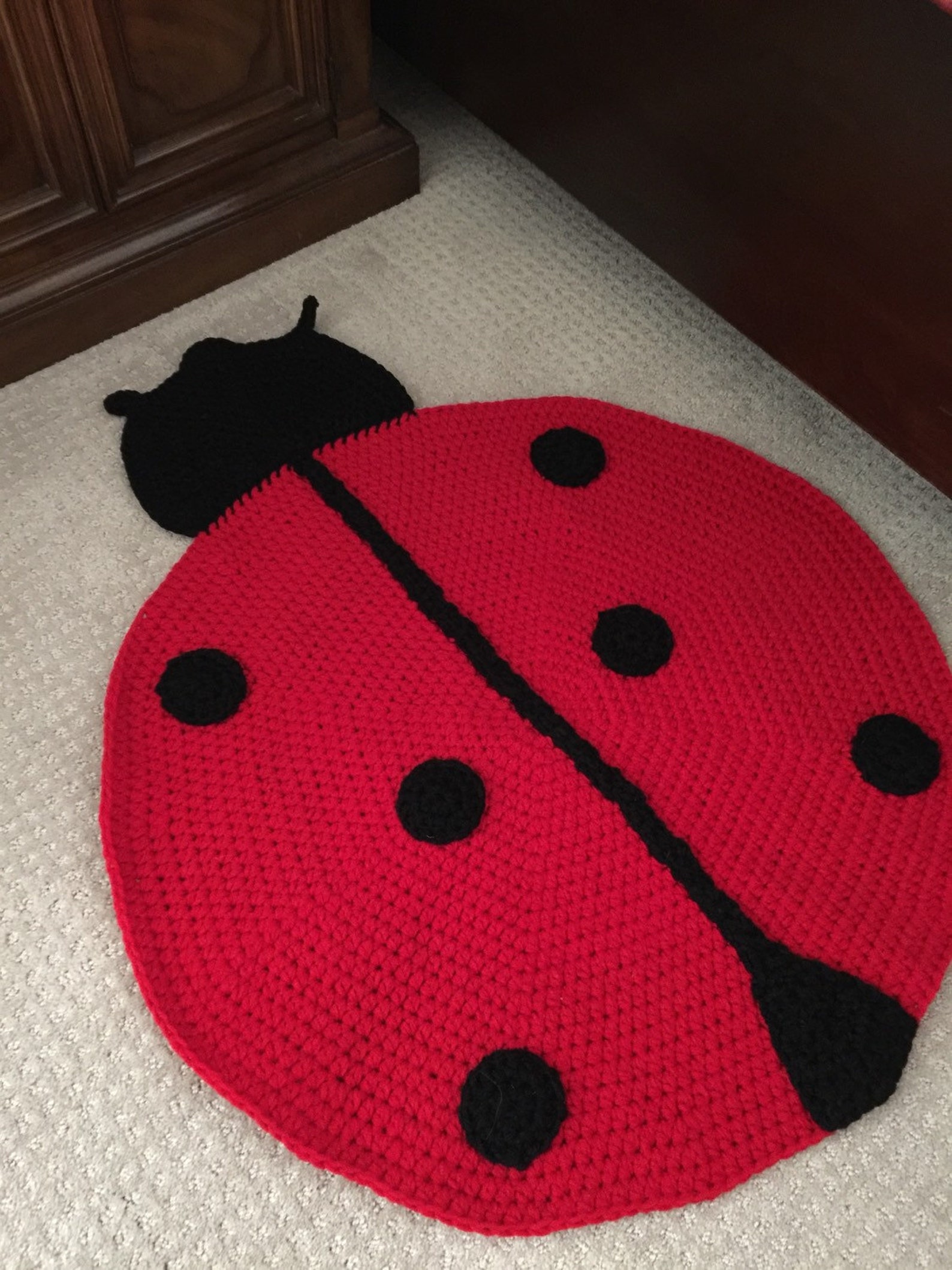 CROCHET LADYBUG RUG ladybug rug crochet rug handmade | Etsy