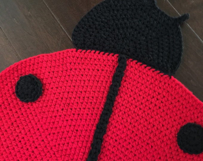 CROCHET LADYBUG RUG, Ladybug Rug, Crochet Rug, Handmade Crochet Rug, - Etsy