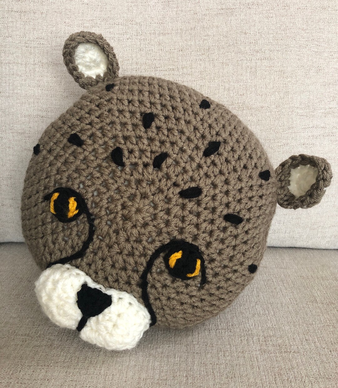 Crochet Cheetah Pillow,handmade Cheetah Pillow,animal Pillow,zoo Billow ...