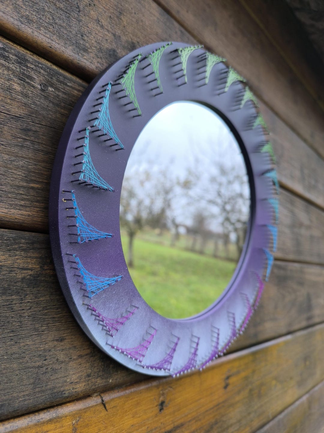 Small Colored Round Mirror String Art Unique Piece - Etsy