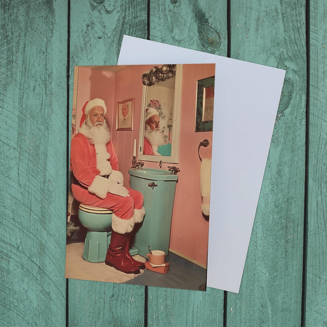 Santa's Throne Funny Christmas Card Cute Holiday Greeting Cards Vintage ...