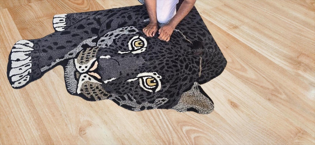 Hand-tufted Jaguar Rug for Gift Anti-slip Jaguar Rug Animal Rug Jaguar ...