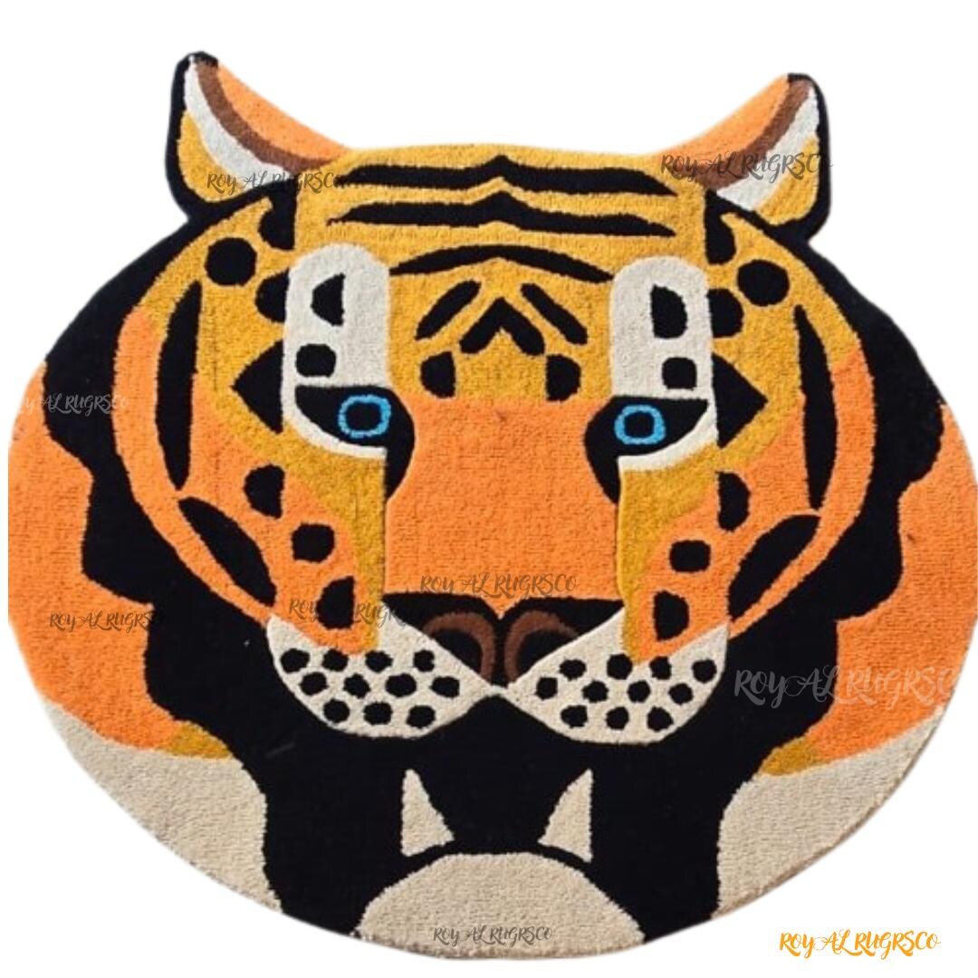 Hand-tufted Tiger Rug, Tiger Design Rugs, Tiger Face Rugs, Rugs for ...