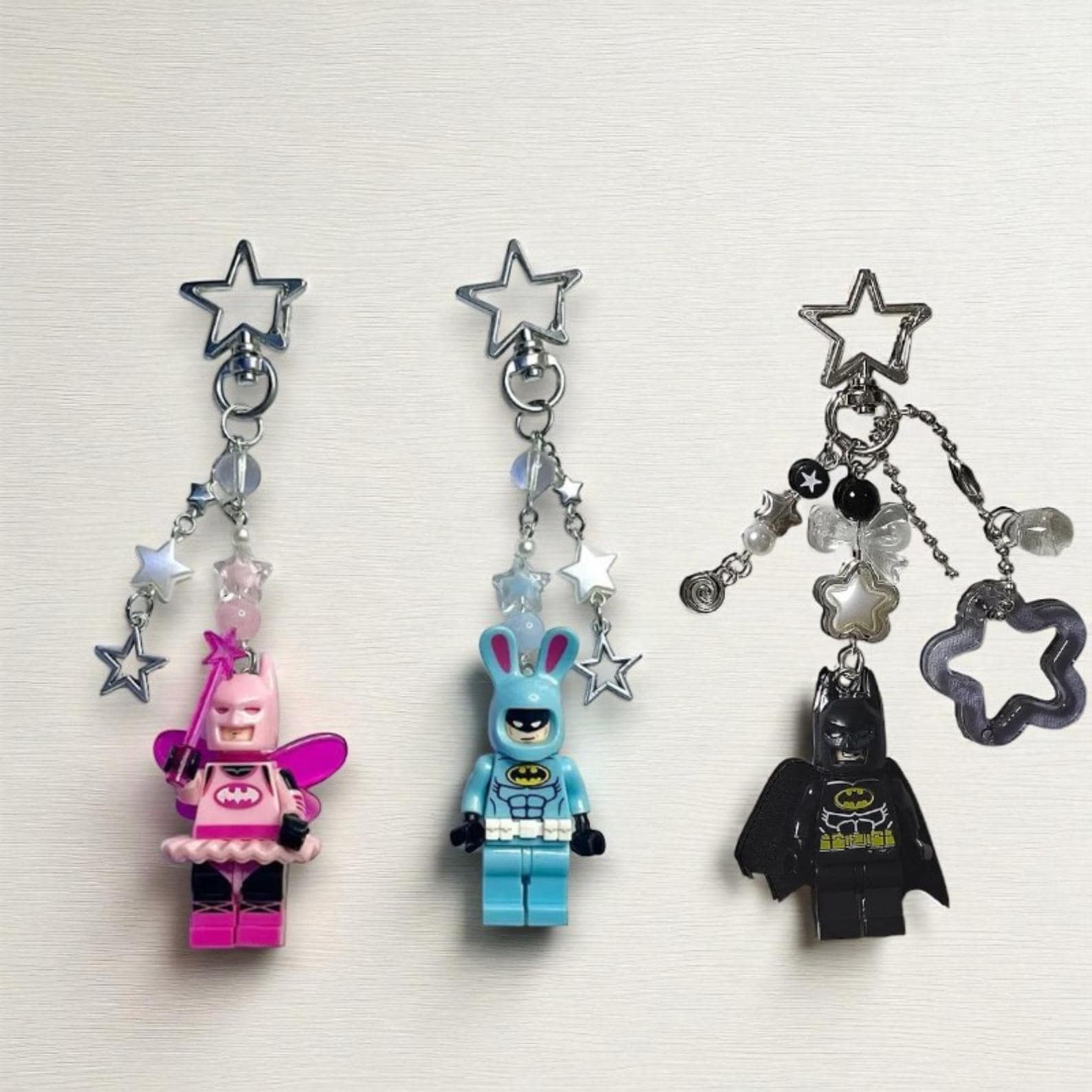 Bat Couple 3D Mini Fairy Figure Keychain, Superhero Charm Keyring - Etsy
