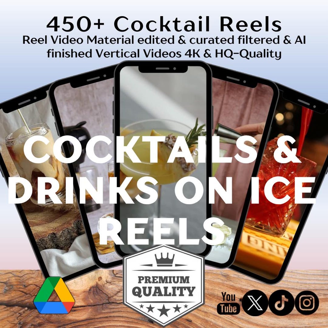 Cocktail & Drink Ice Reels: 450+ Vertical HD Video Clips - Etsy
