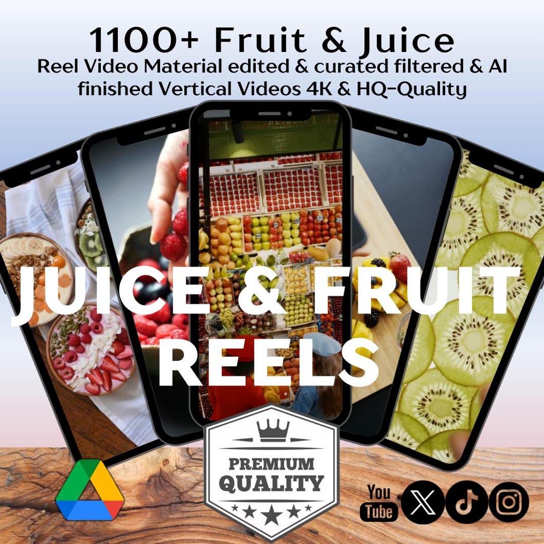 1050+ Faceless Healthy Juice & Fruits Reels Bundle | Vertical HD / 4K ...