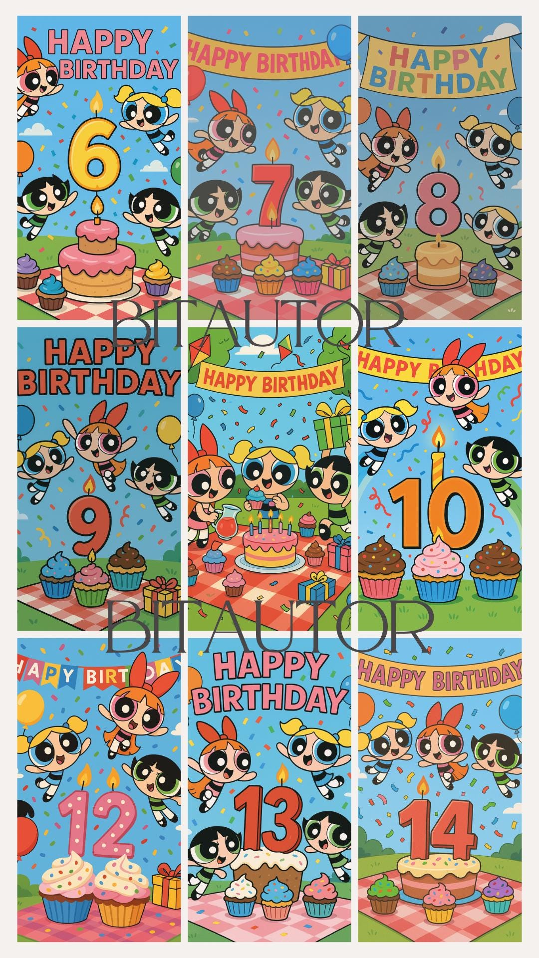 Powerpuff Girls “happy Birthday” Card – Customizable Digital Printable ...