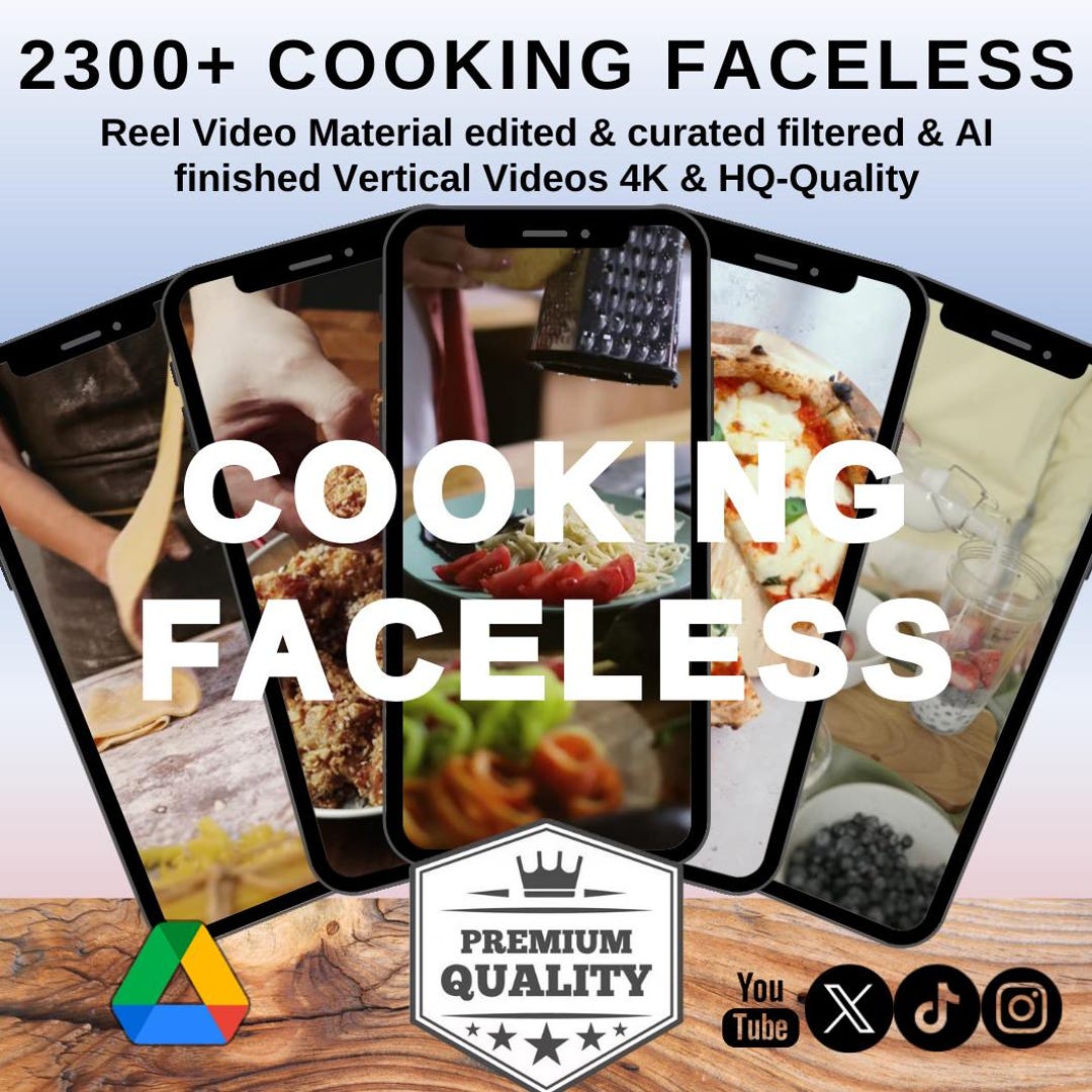 2300+ Faceless Cooking Video Reels: 4K Social Media Clips + PLR ...