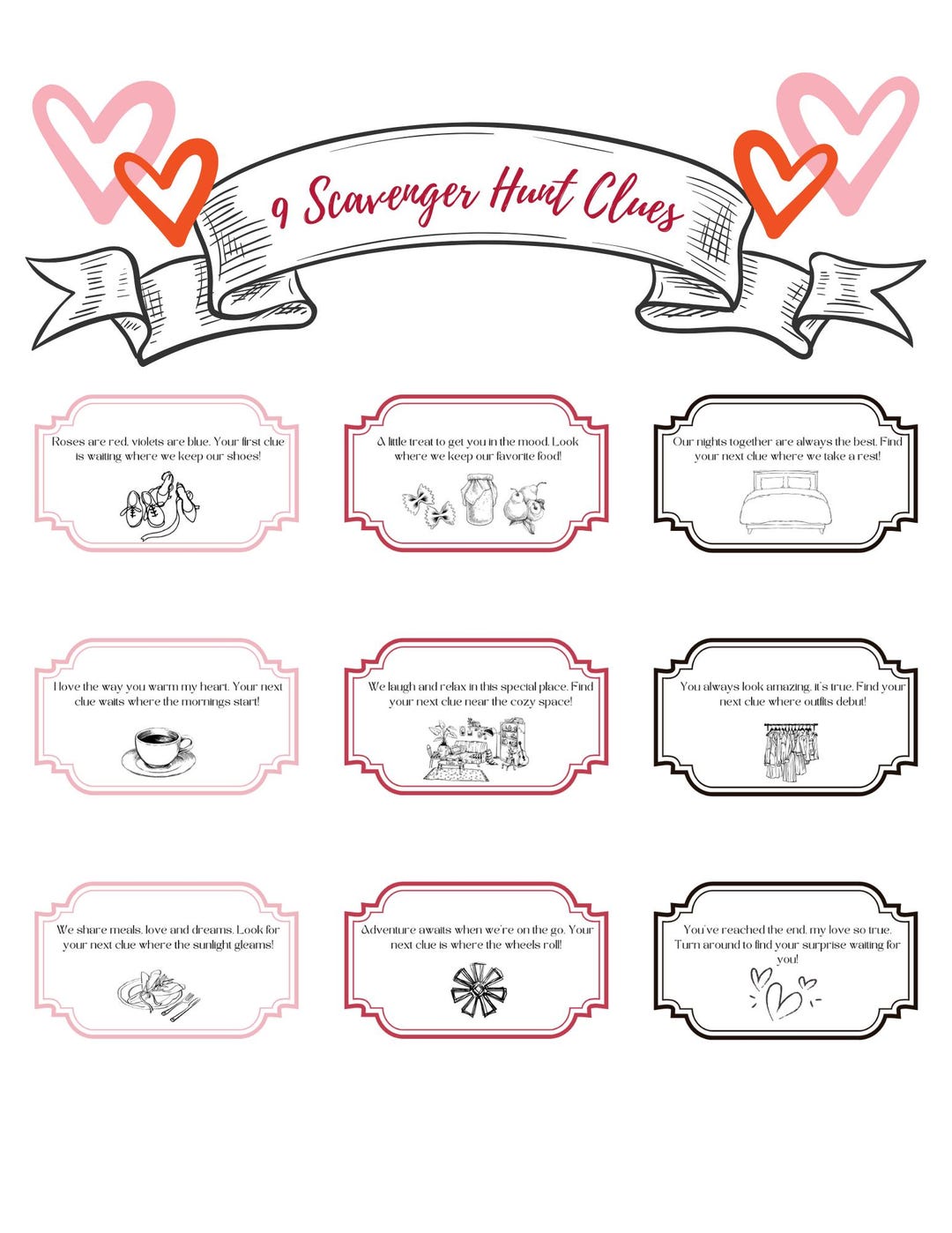 Modern Valentine's Day Scavenger Hunt - Date Night Treasure Hunt ...
