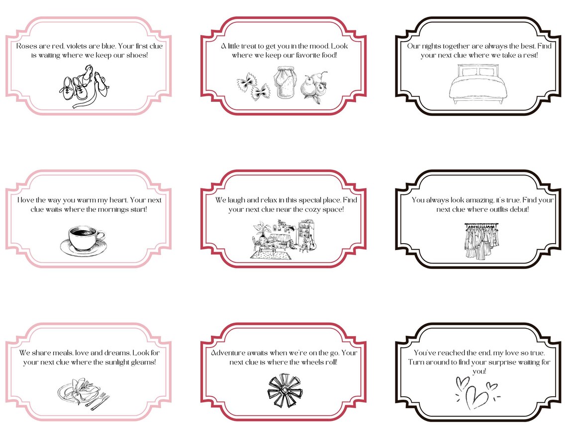 Modern Valentine's Day Scavenger Hunt - Date Night Treasure Hunt ...