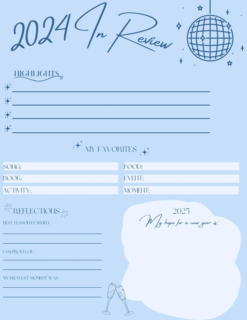 New Years Eve Year in Review Game Template, Printable Games, Kids NYE ...