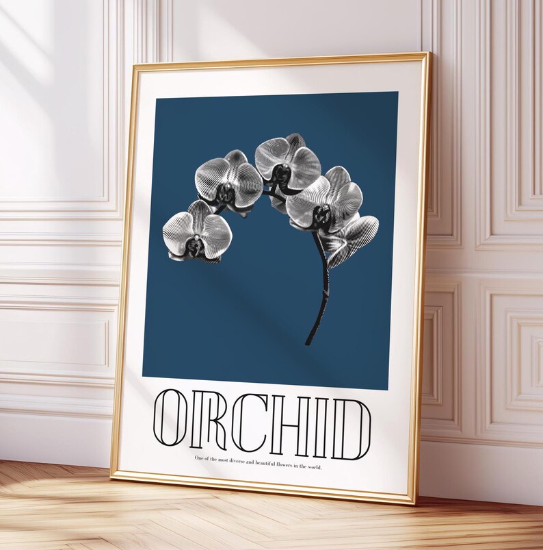 Minimalist Floral Home Decor - Botanical Wall Art Print - Bold Orchid ...