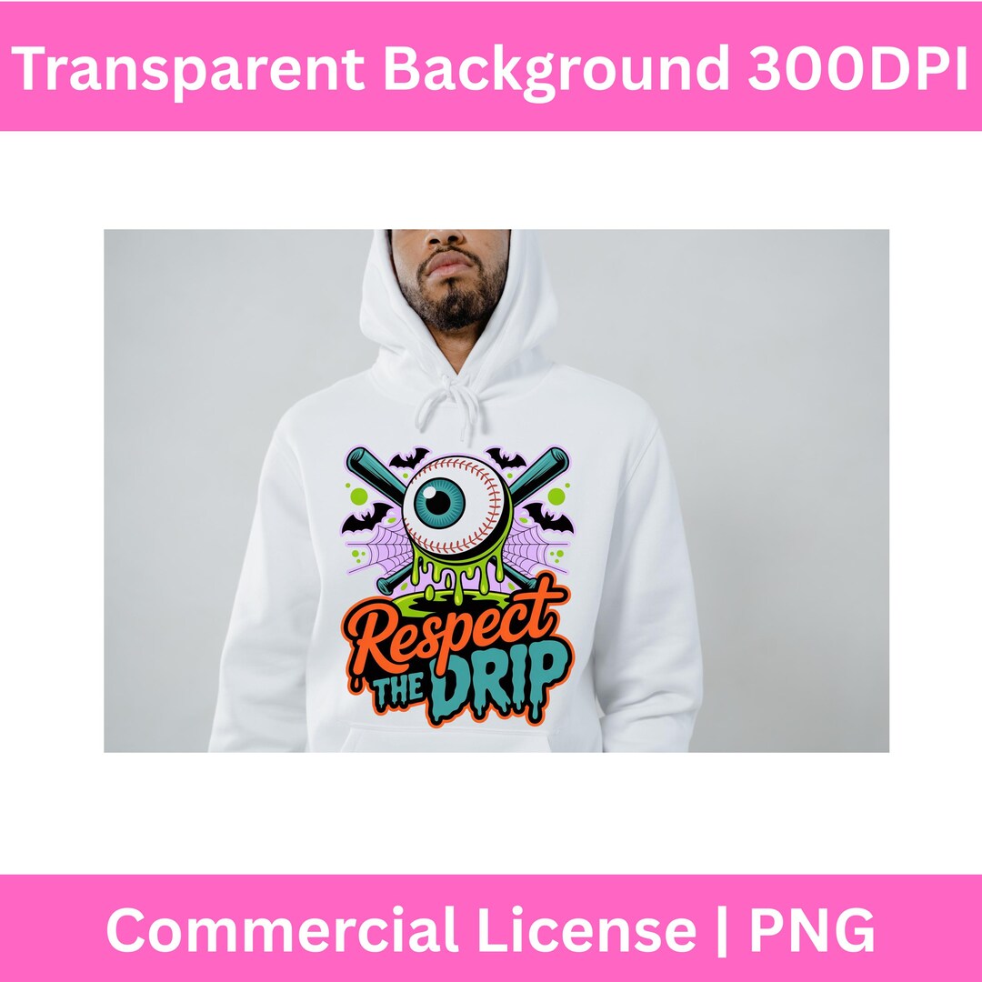 Halloween Baseball Drip PNG, Respect the Drip Slime Clipart, Retro ...
