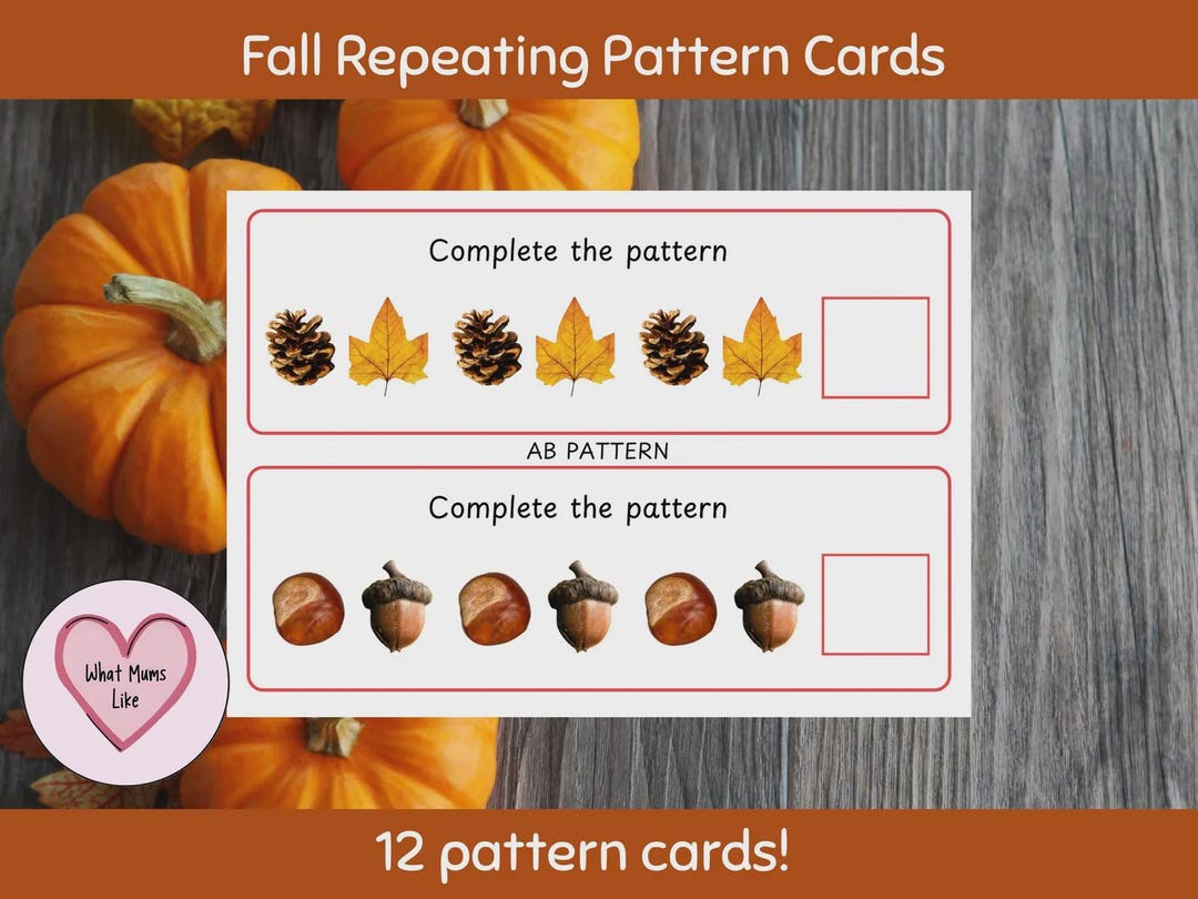 Fall Repeatable Patterns, Printable Worksheets for Kids, Engaging ...