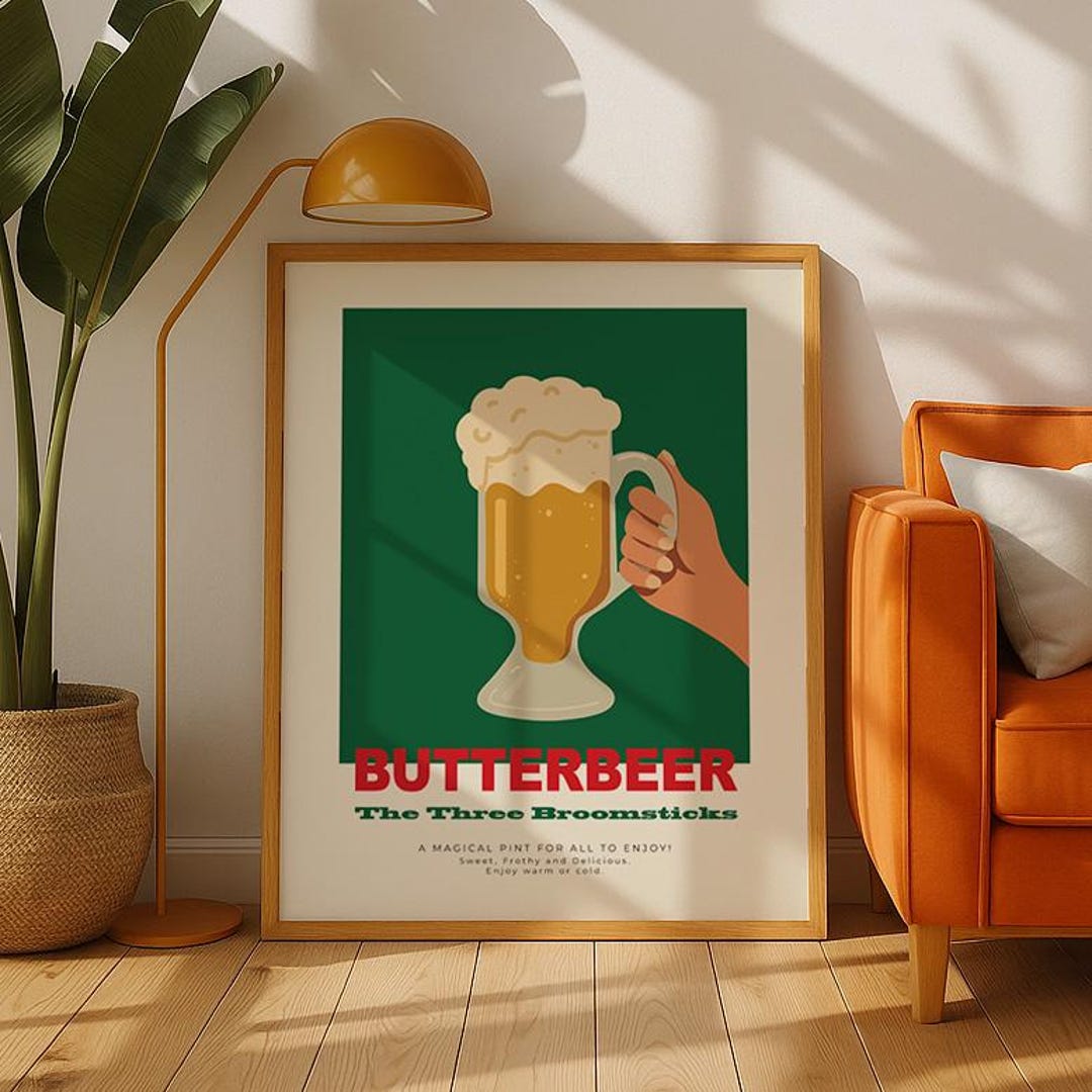 Butterbeer Poster | Harry Potter Drink Wall Art | Wizard Pub Decor ...