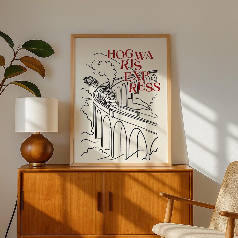 Hogwarts Express Poster Harry Potter Wall Art | Flying Car Train Scene ...