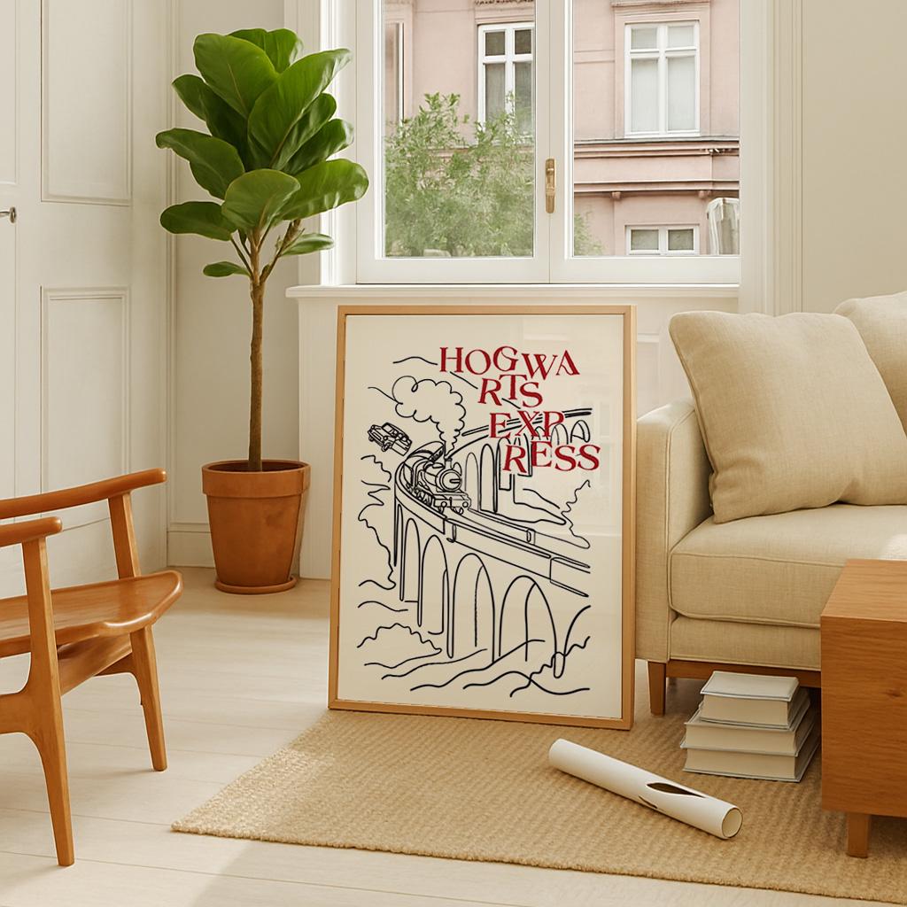 Hogwarts Express Poster Harry Potter Wall Art | Flying Car Train Scene ...