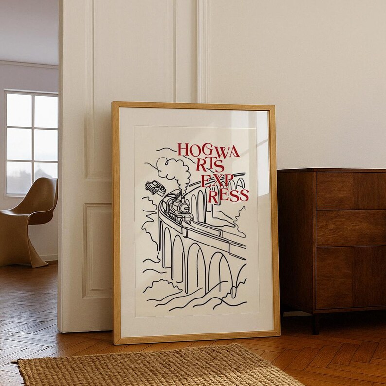 Hogwarts Express Poster Harry Potter Wall Art | Flying Car Train Scene ...